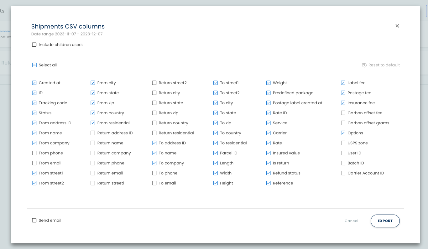 Generate a Shipments Report – EasyPost Support