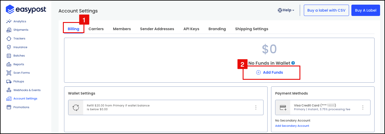 EasyPost Wallet Setup – EasyPost Support