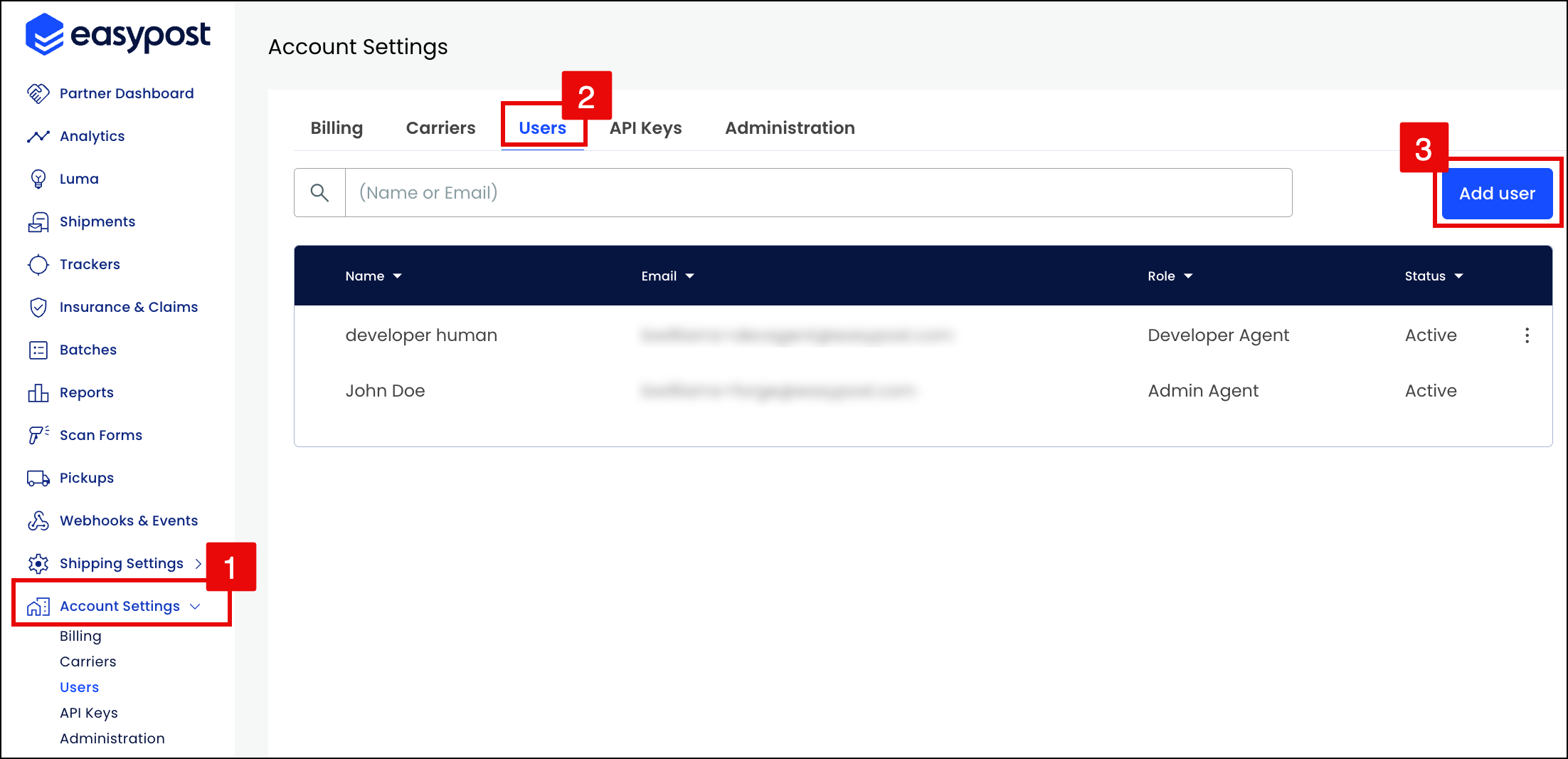 User Management within the EasyPost Dashboard – EasyPost Support
