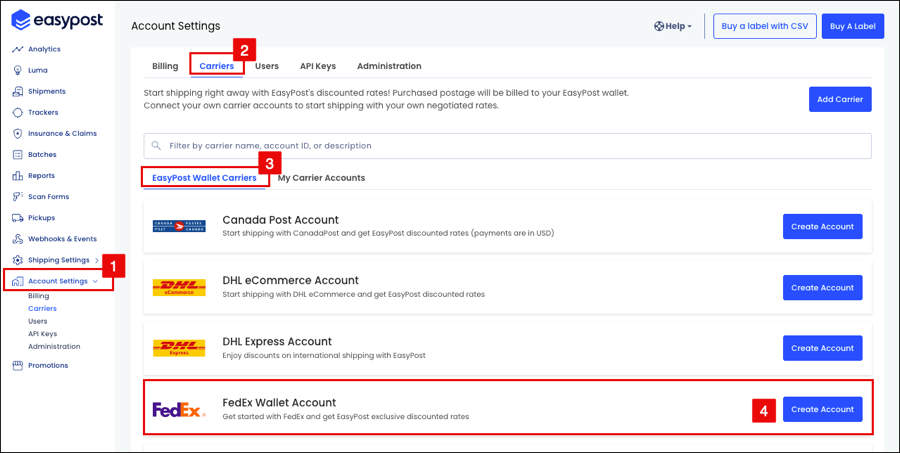 FedEx Wallet Account Program – EasyPost Support